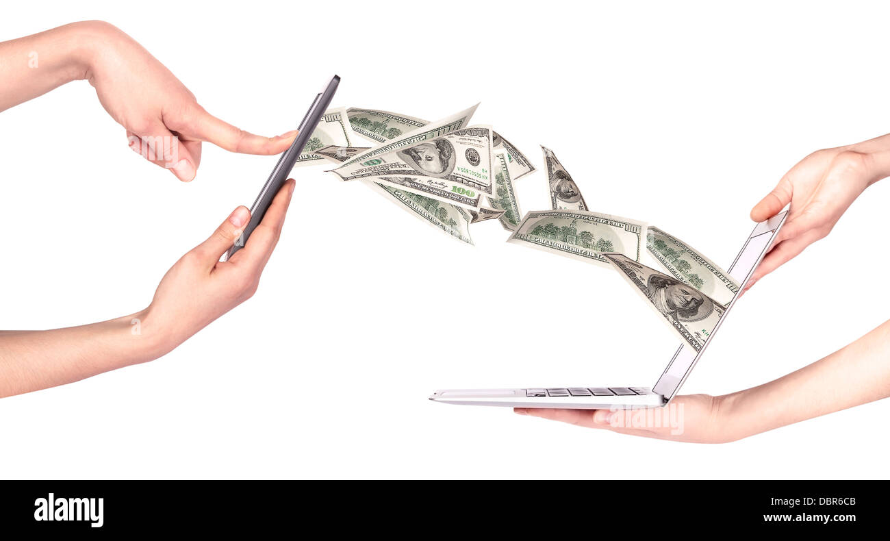 computer making money concept isolated on a white background Stock ...