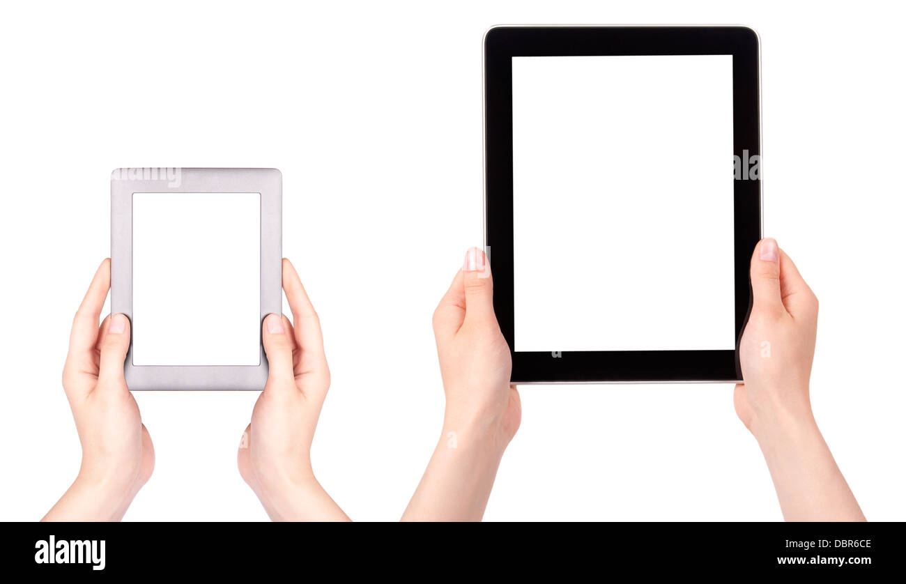 Touch screen tablet computer with hand isolated Stock Photo - Alamy