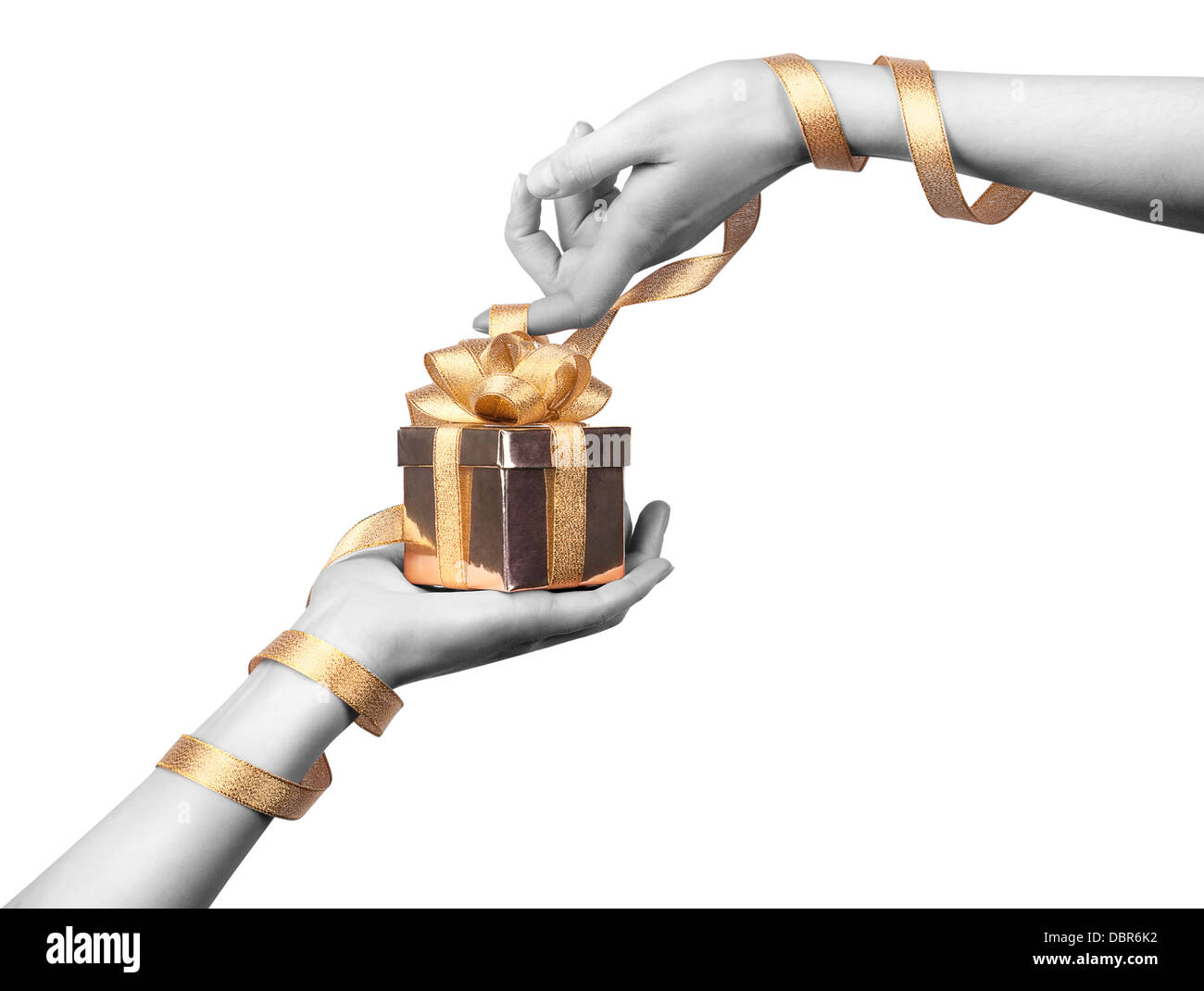 taking a gift concept isolated on a white background Stock Photo - Alamy