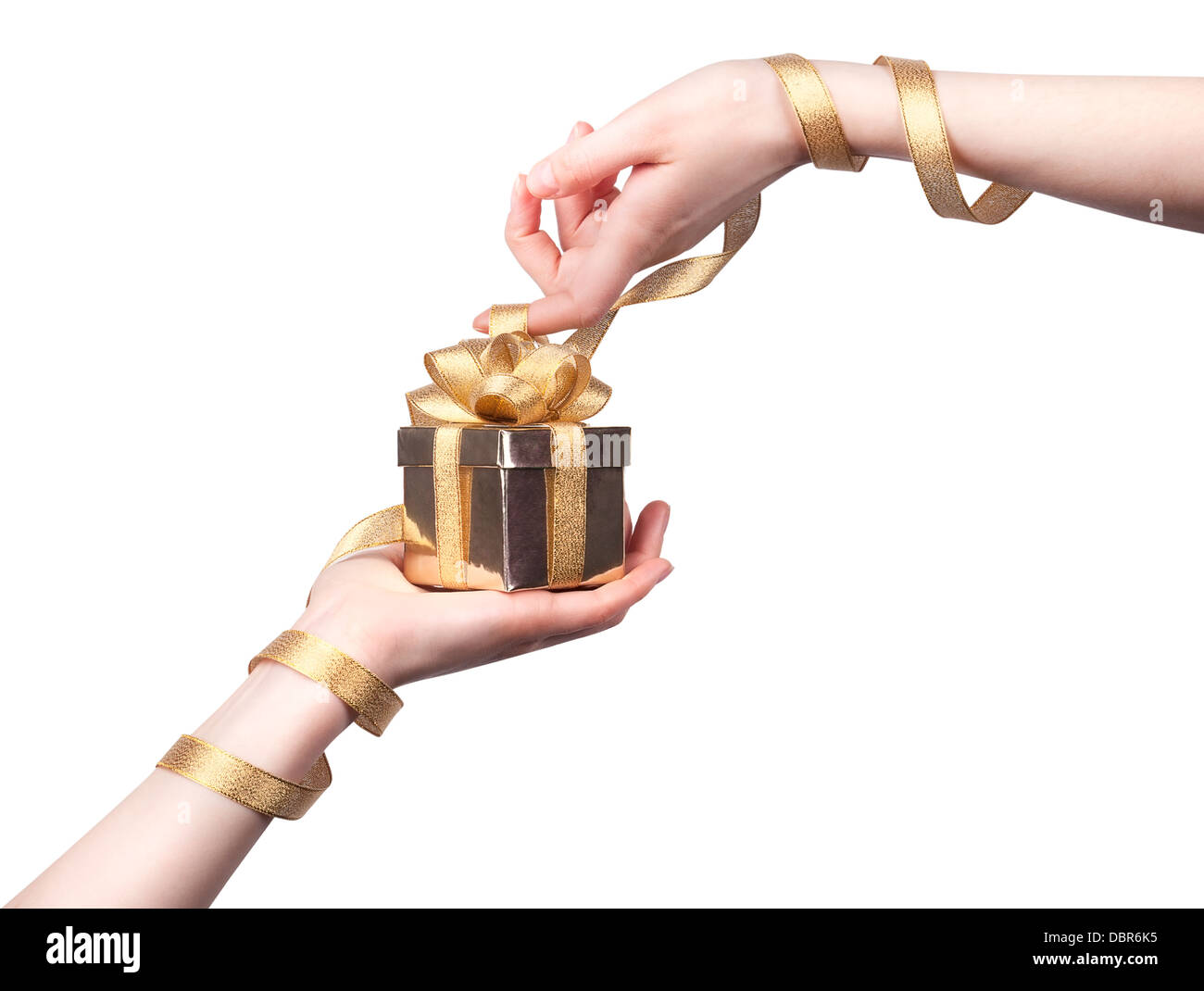 taking a gift concept isolated on a white background Stock Photo - Alamy