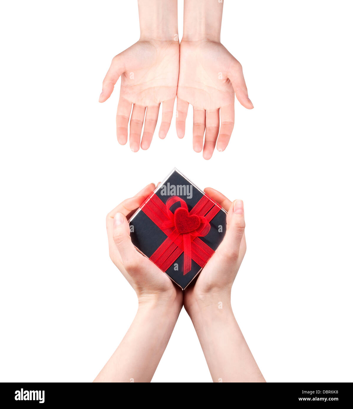 taking a gift concept isolated on a white background Stock Photo - Alamy