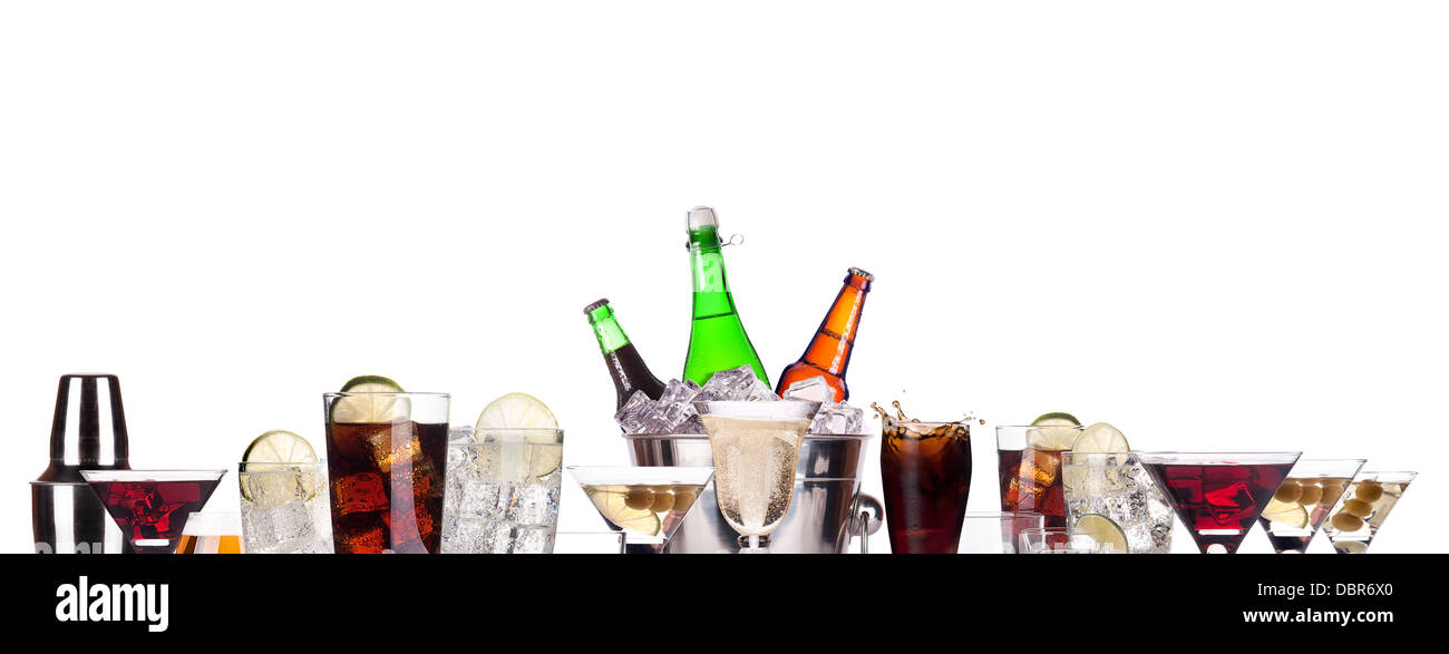 different images of alcohol isolated - beer,martini,soda,champagne ...