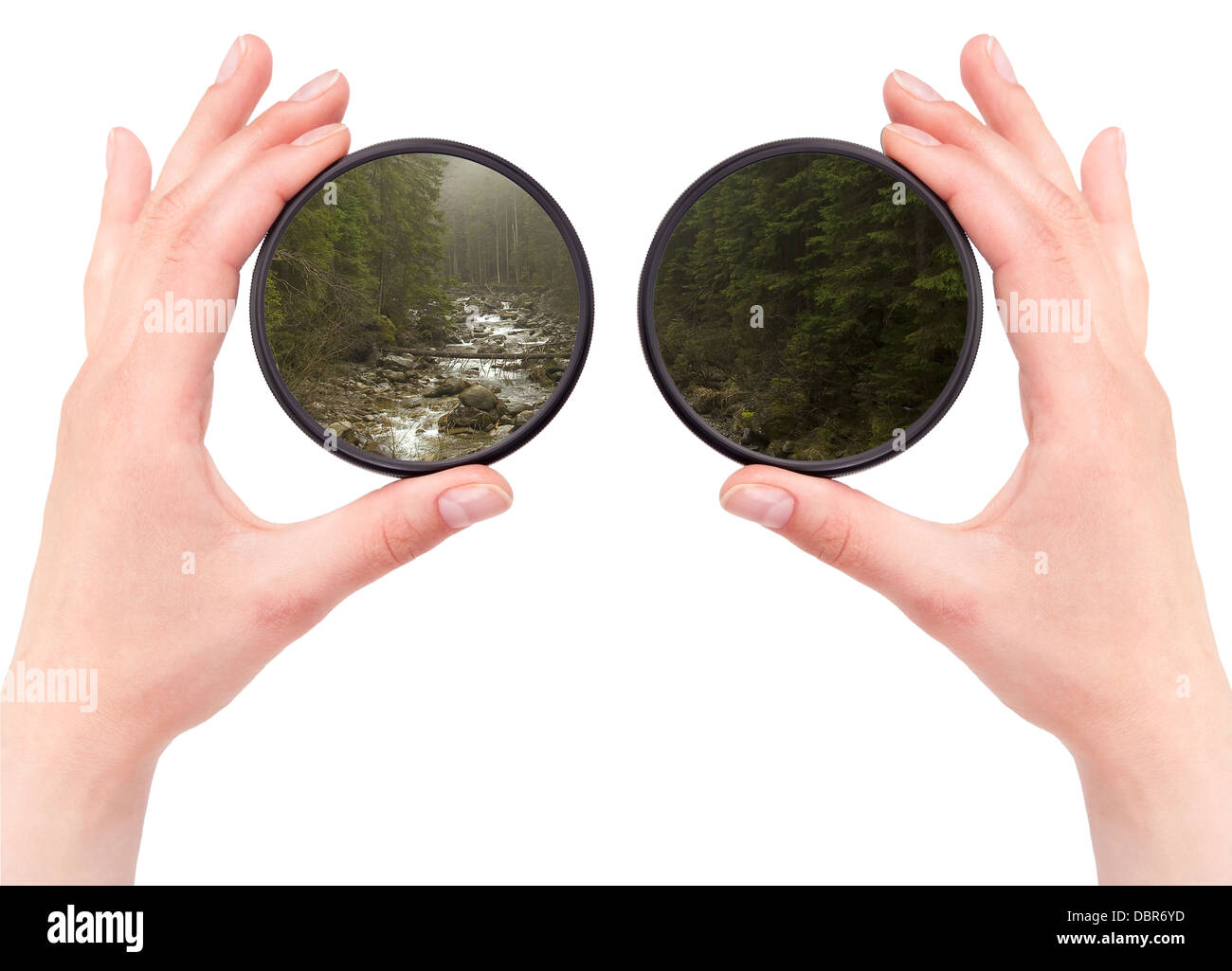 beautiful landscape throw camera filter isolated on a white Stock Photo ...