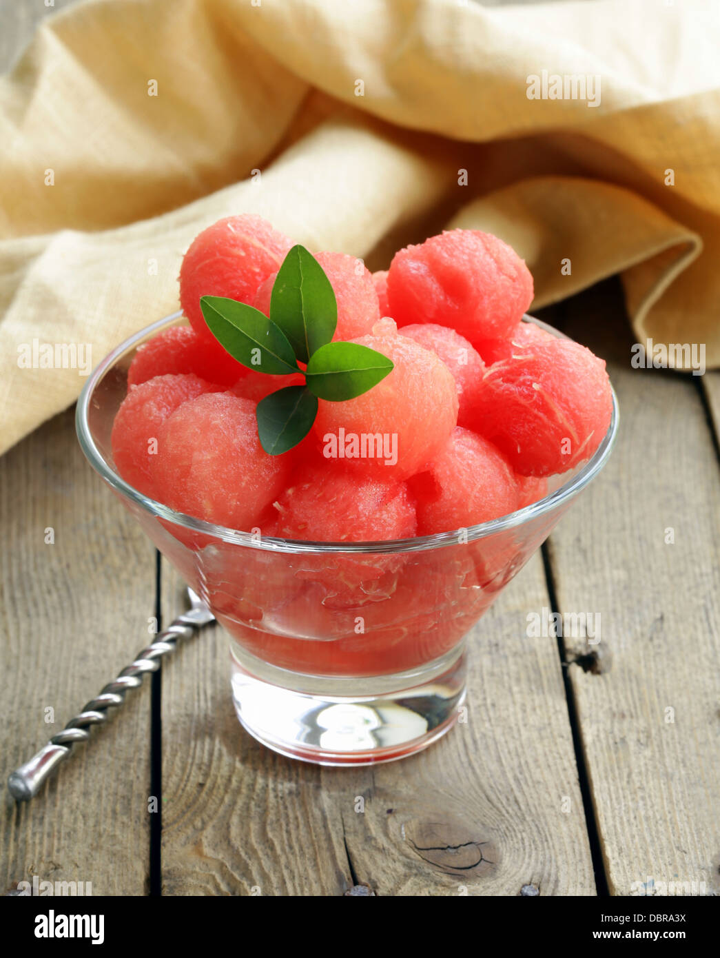 fruit salad of watermelon in a glass sundae dish Stock Photo - Alamy