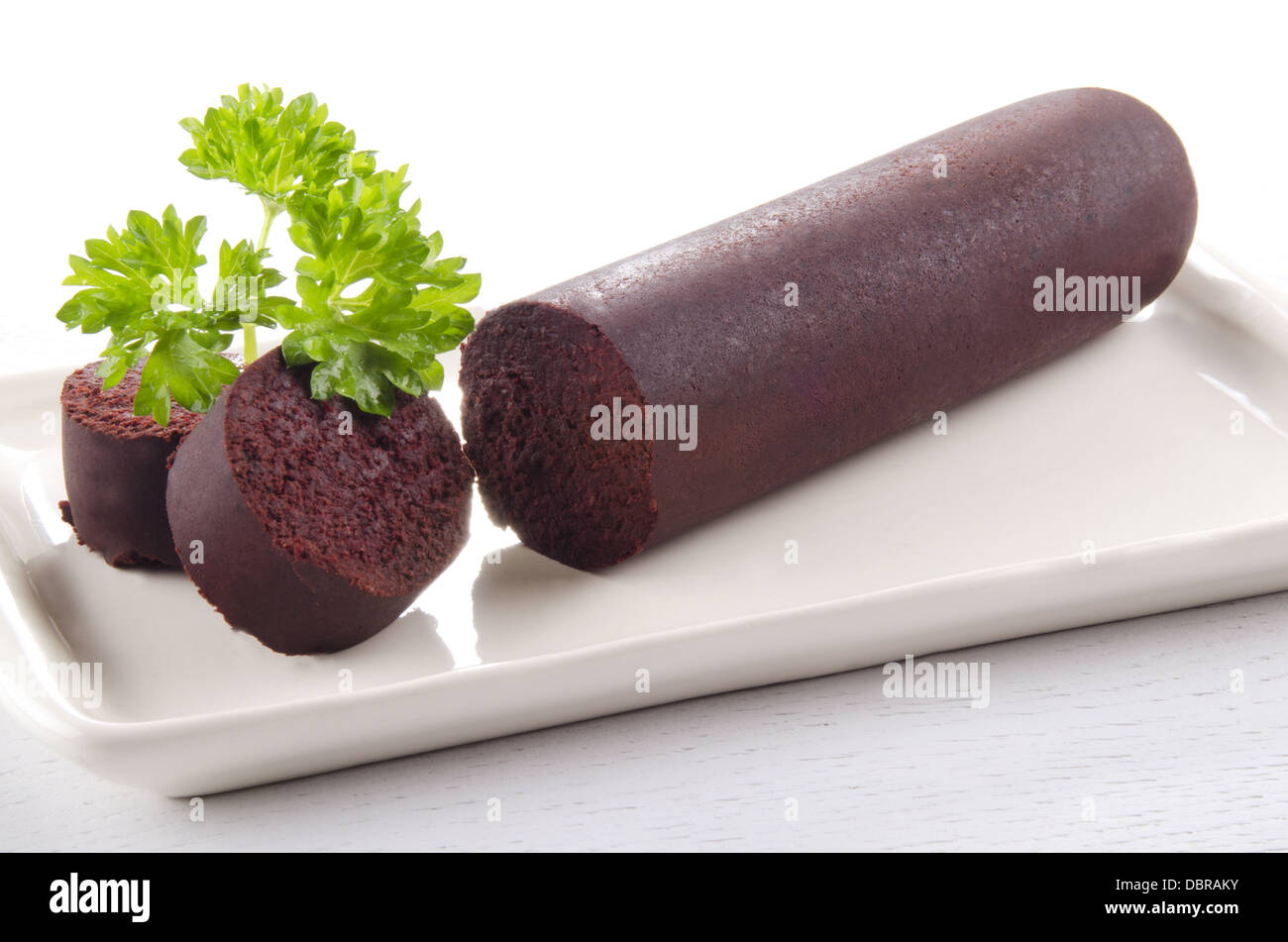 home made irish black pudding with parsley Stock Photo - Alamy