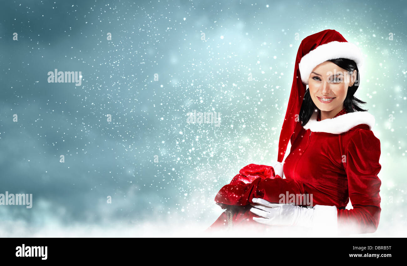 beautiful girl in santa costume Stock Photo - Alamy