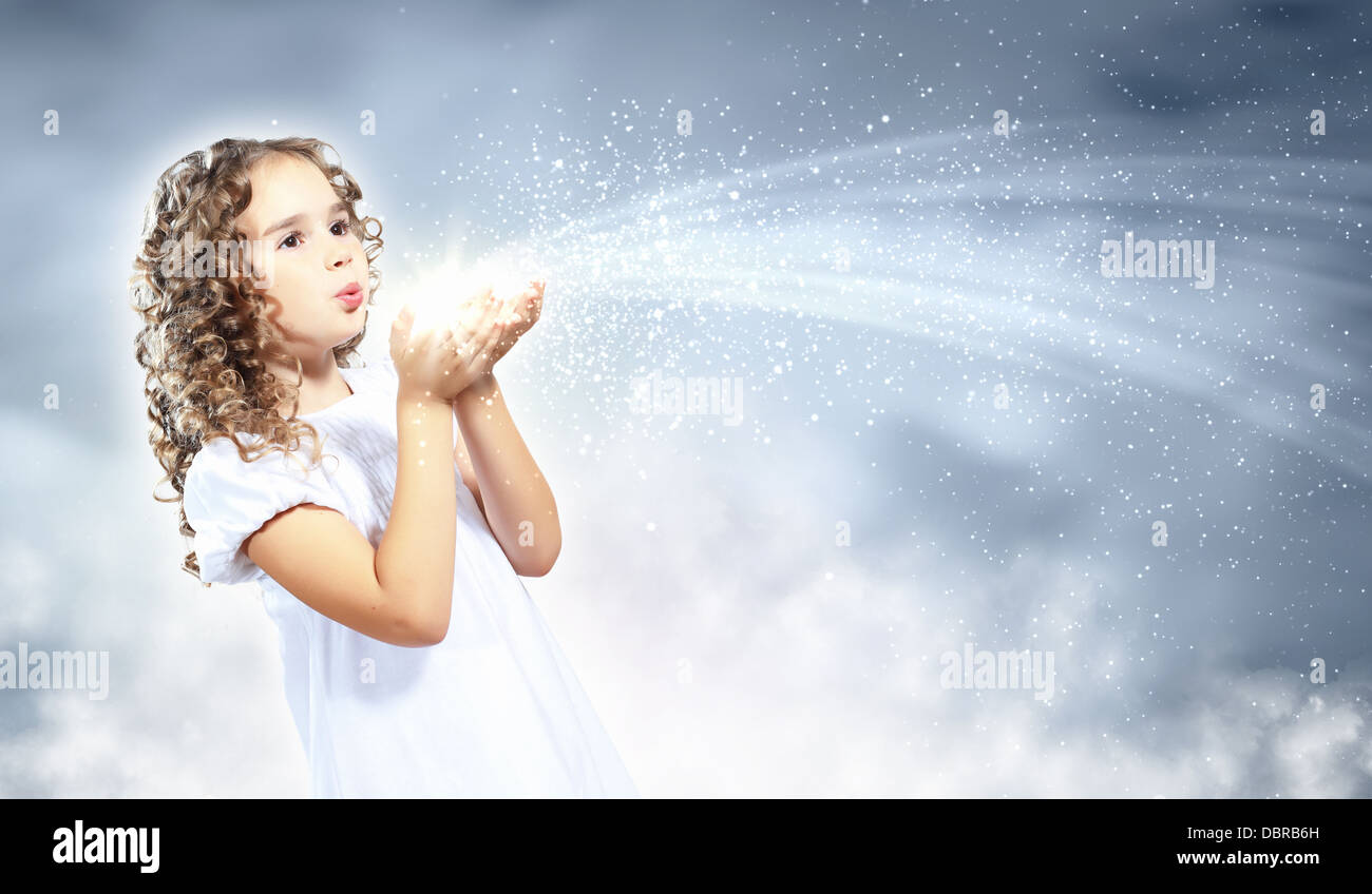 Child with magic light Stock Photo - Alamy