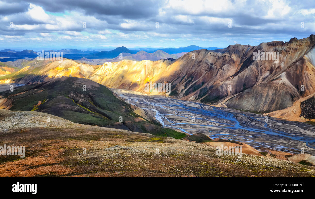Landmannalaugar colorful mountains landscape view, Iceland Stock Photo ...
