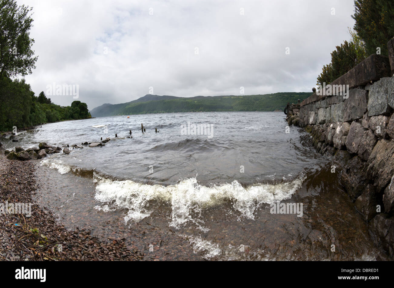 Thomas Telford pier and Loch Ness viewed from the shore at ...
