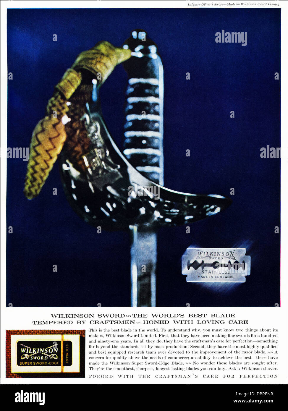Advertisement for Wilkinson Sword razor blades in magazine circa 1964 ...
