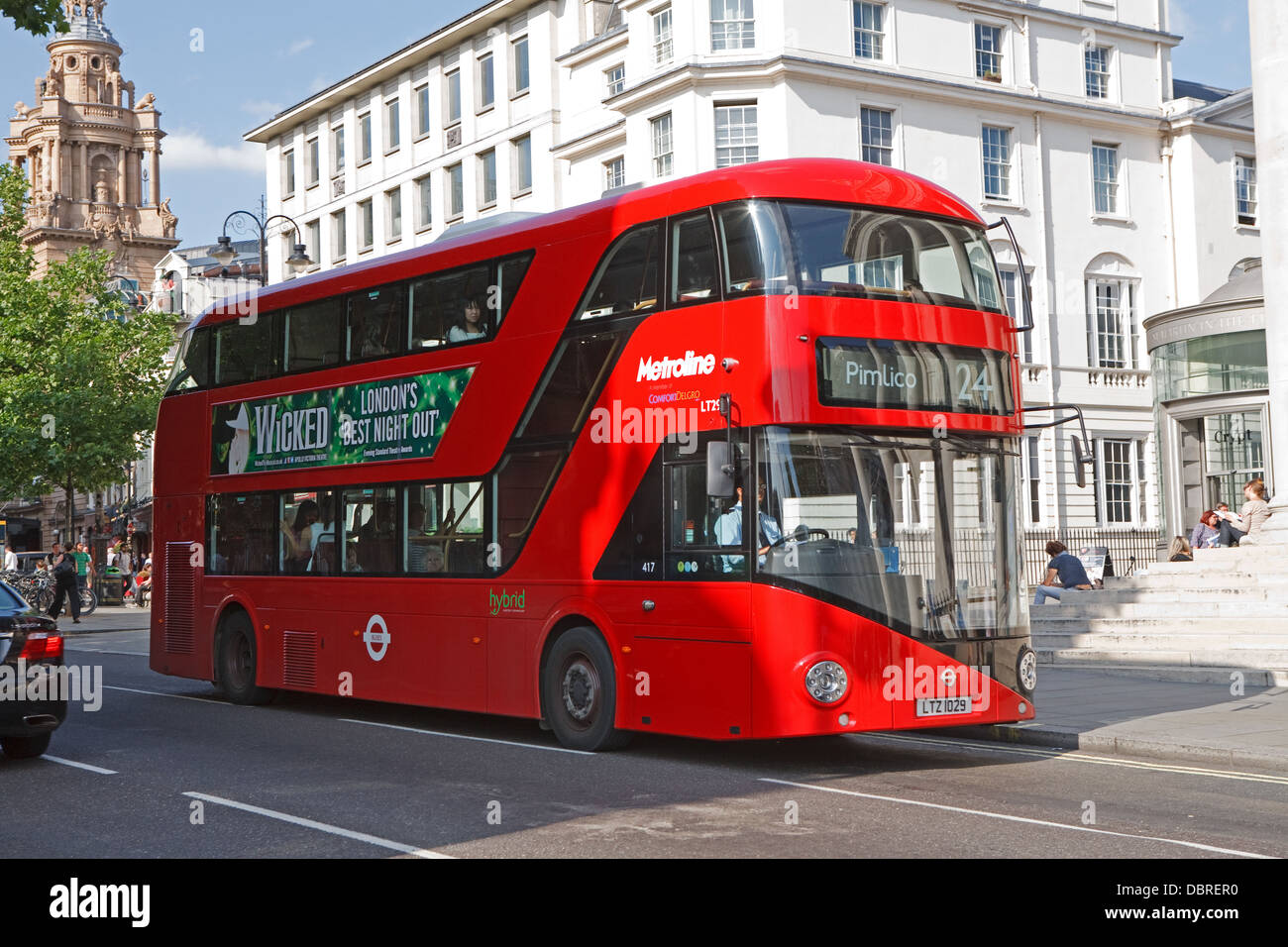 A new number 24 red london double decker bus Stock Photo - Alamy
