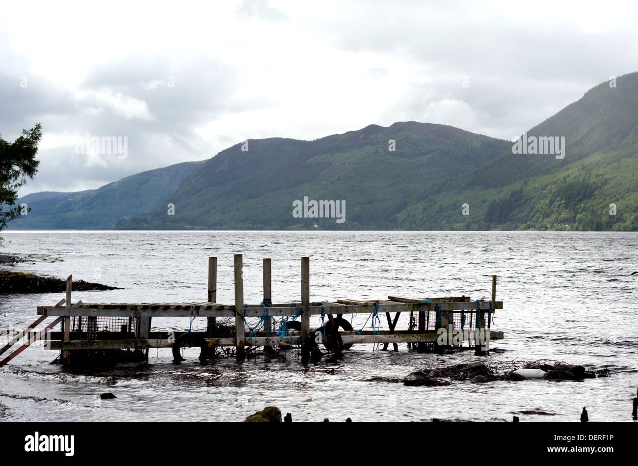 View of Loch Ness and the piers from Lower Foyers near Inverness ...