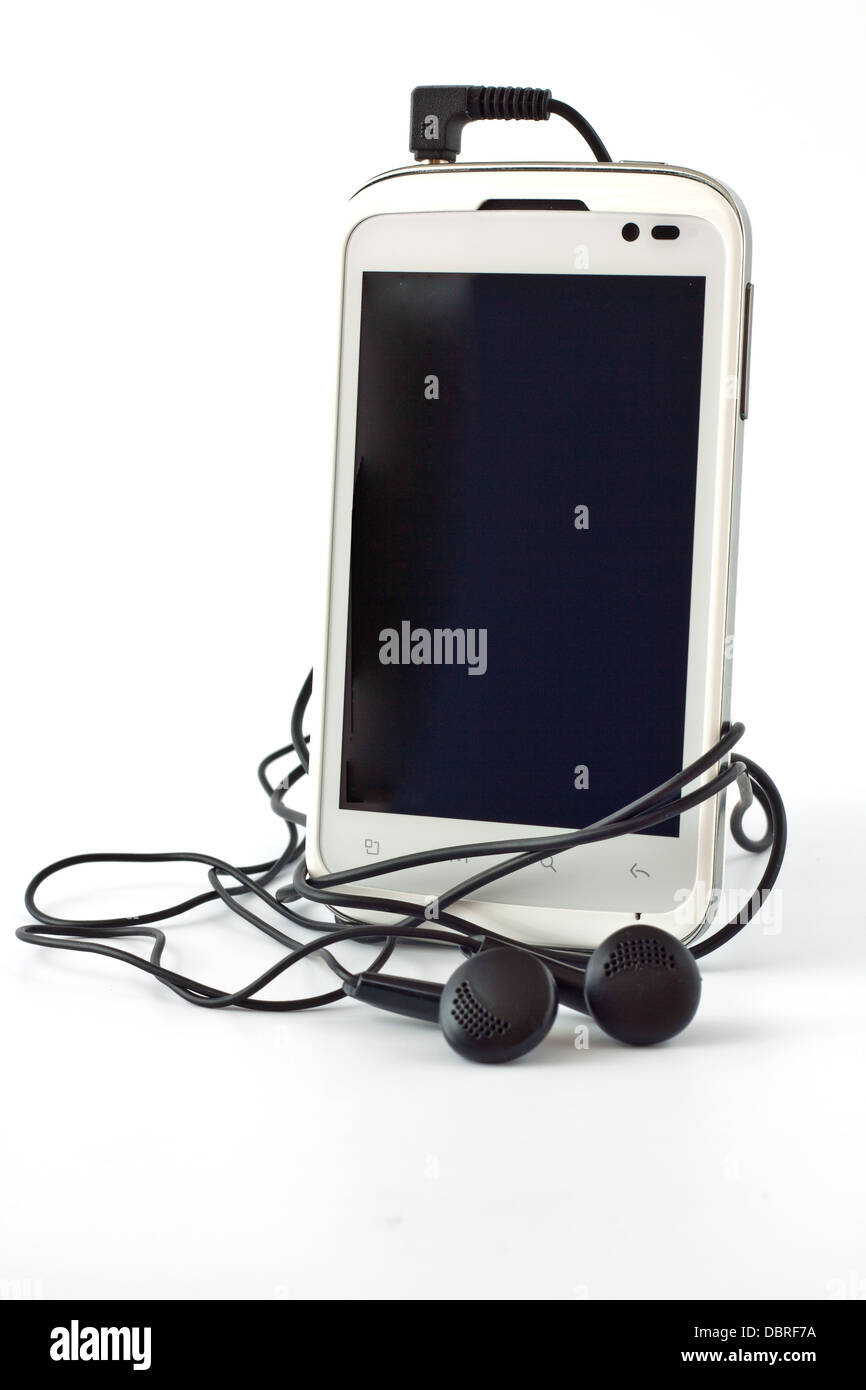 White smart cell phone with touch screen Stock Photo - Alamy