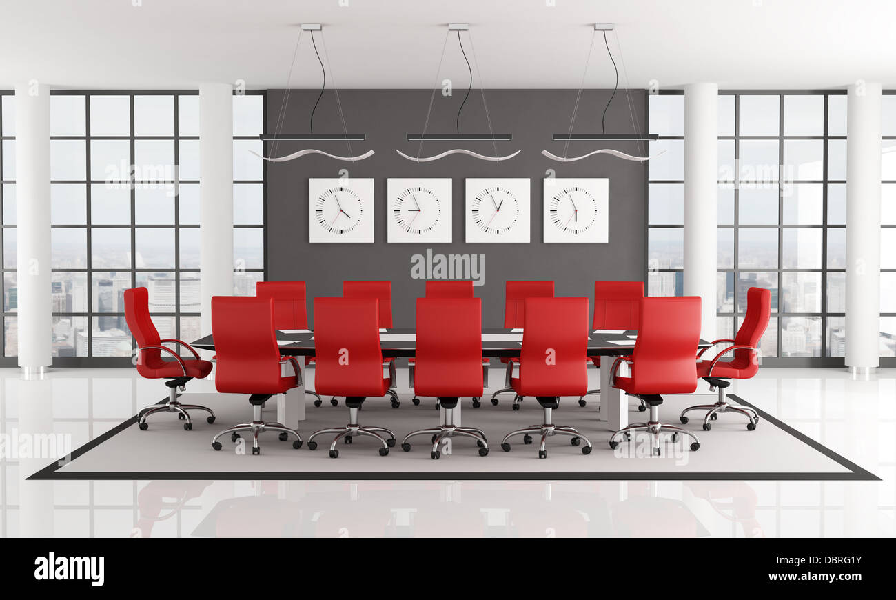 red and black conference room - rendering - the image on background is ...