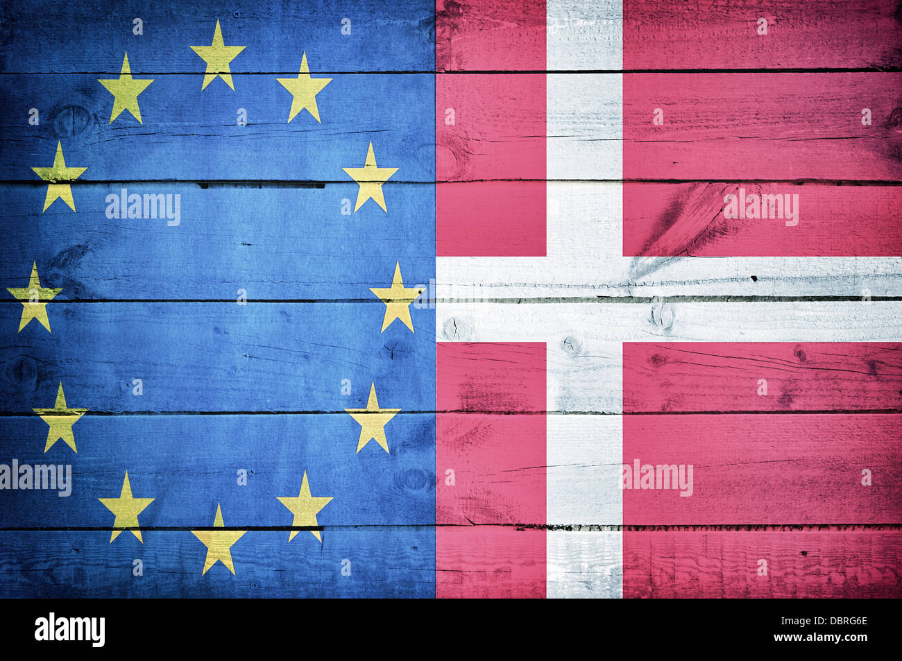 European Union and Danish flag on the wooden background Stock Photo - Alamy