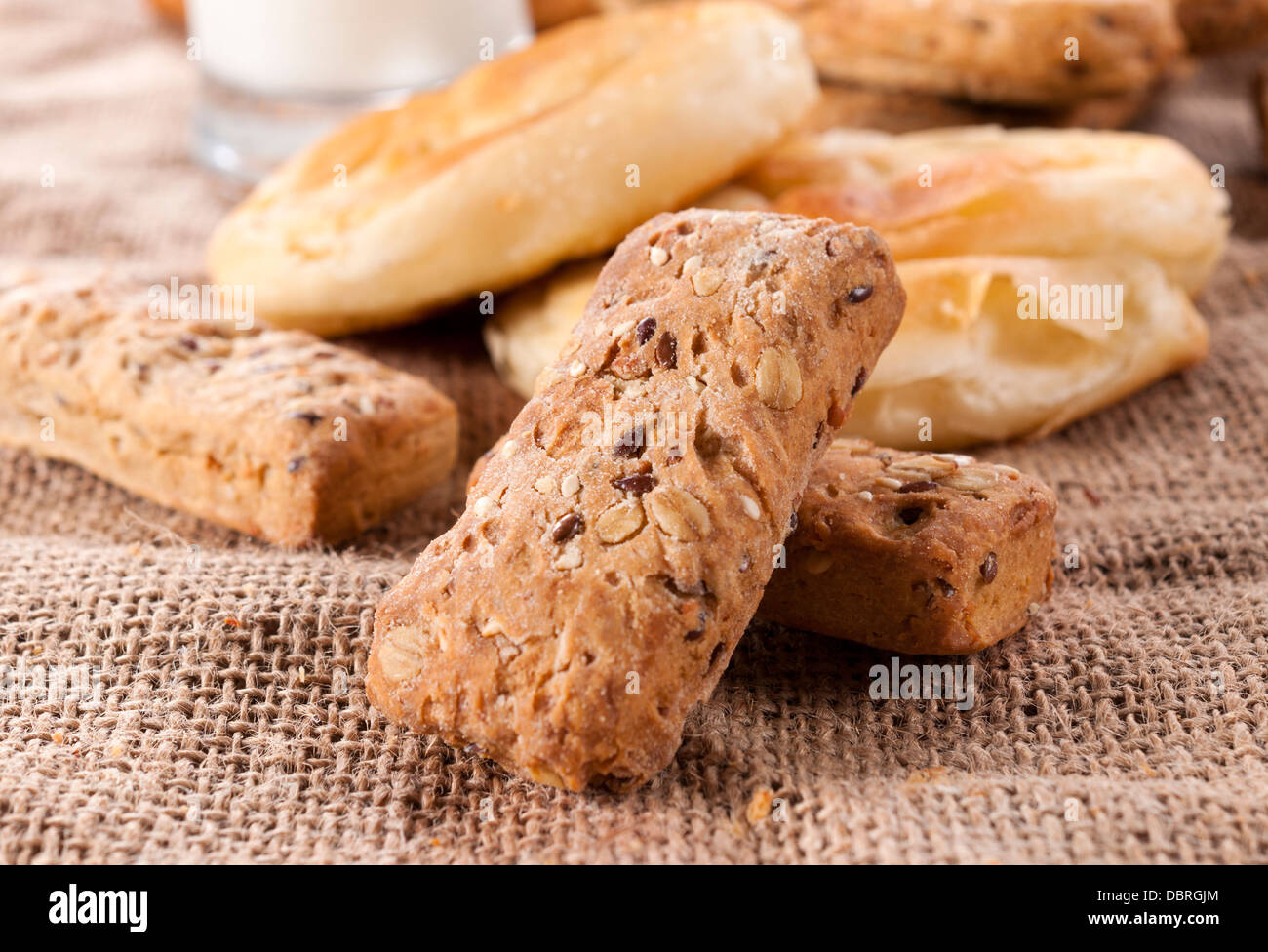 Selective focus in the middle of whole grain pastry stick Stock Photo ...