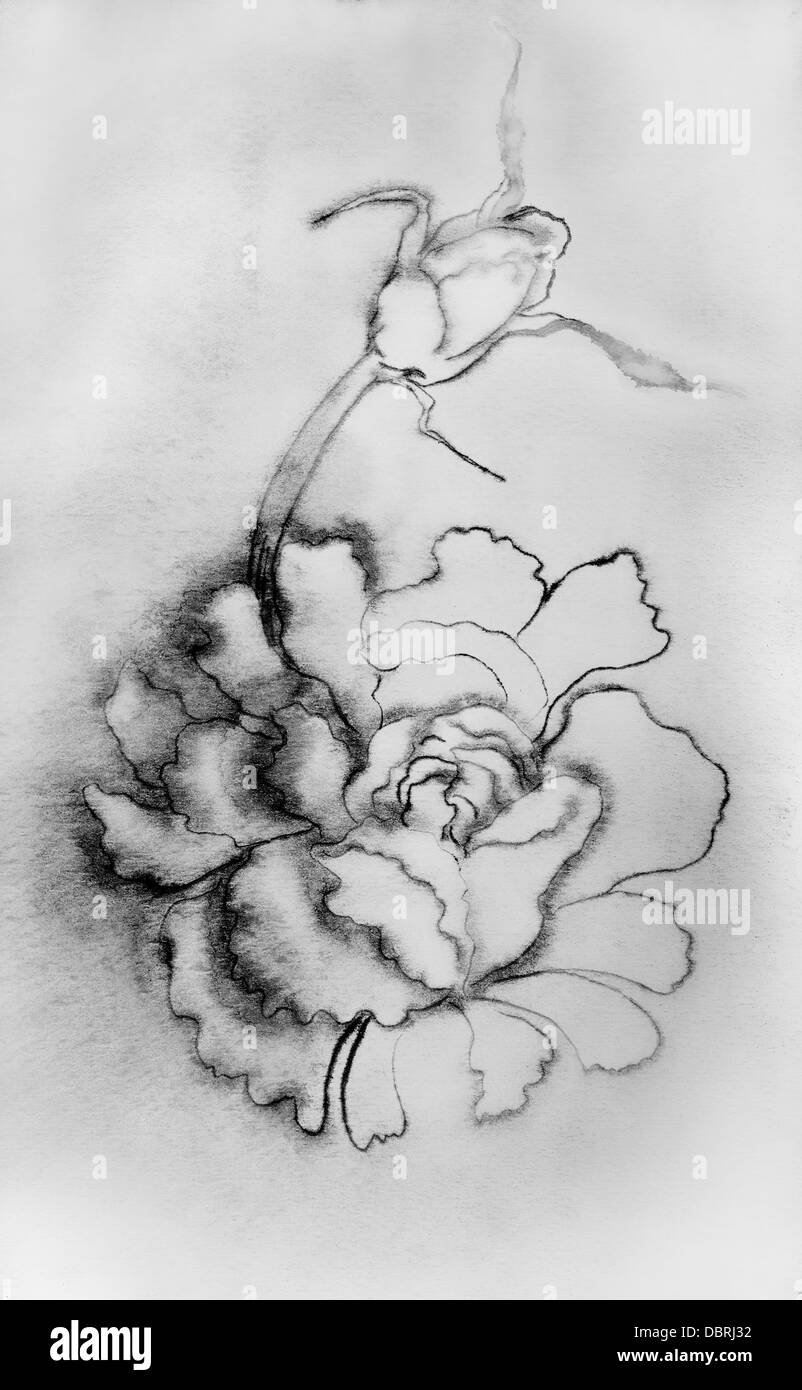 Floral autumn art Black and White Stock Photos & Images - Alamy