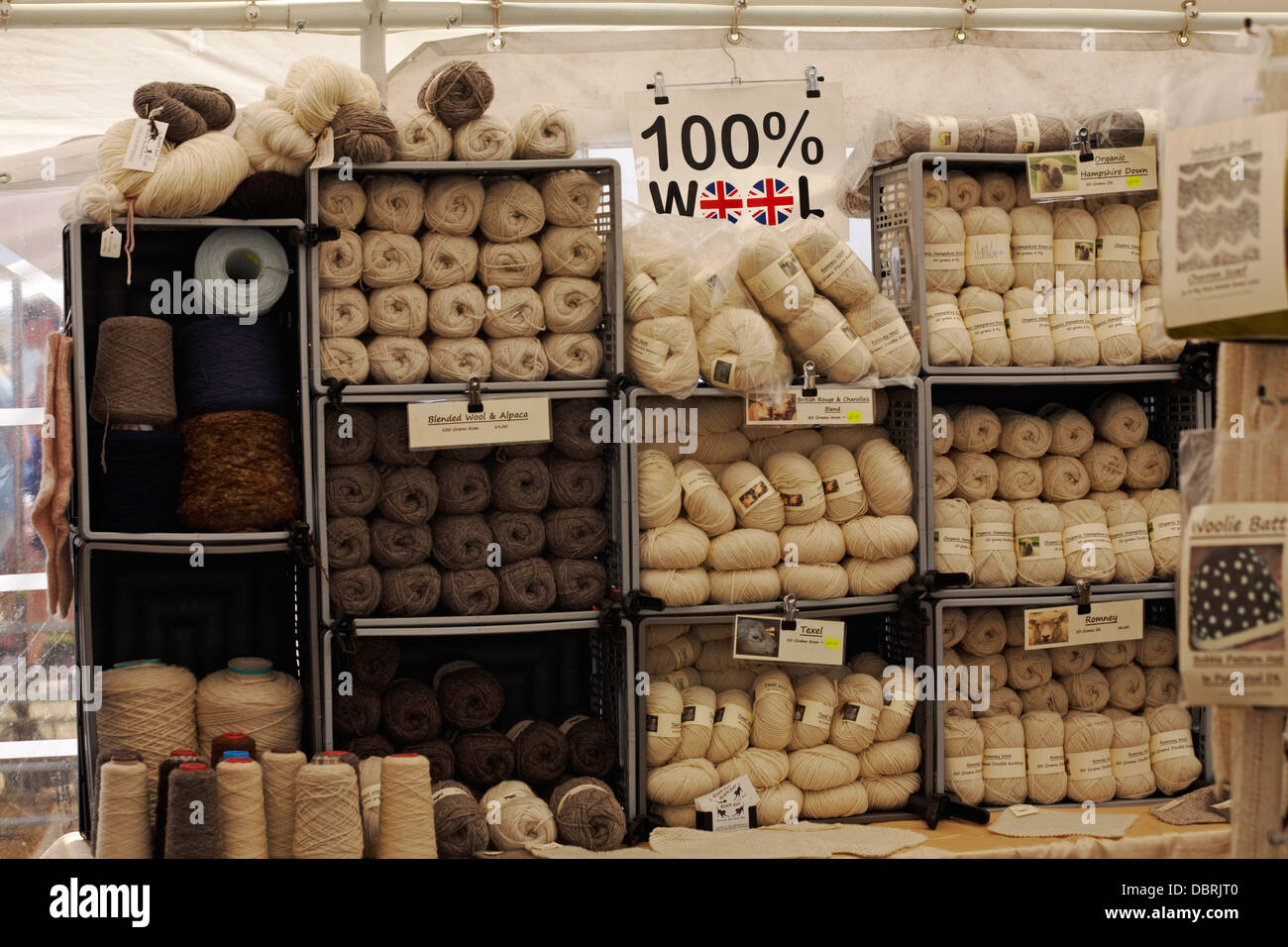 British Wool stall selling wool at New Forest & Hampshire County Show ...