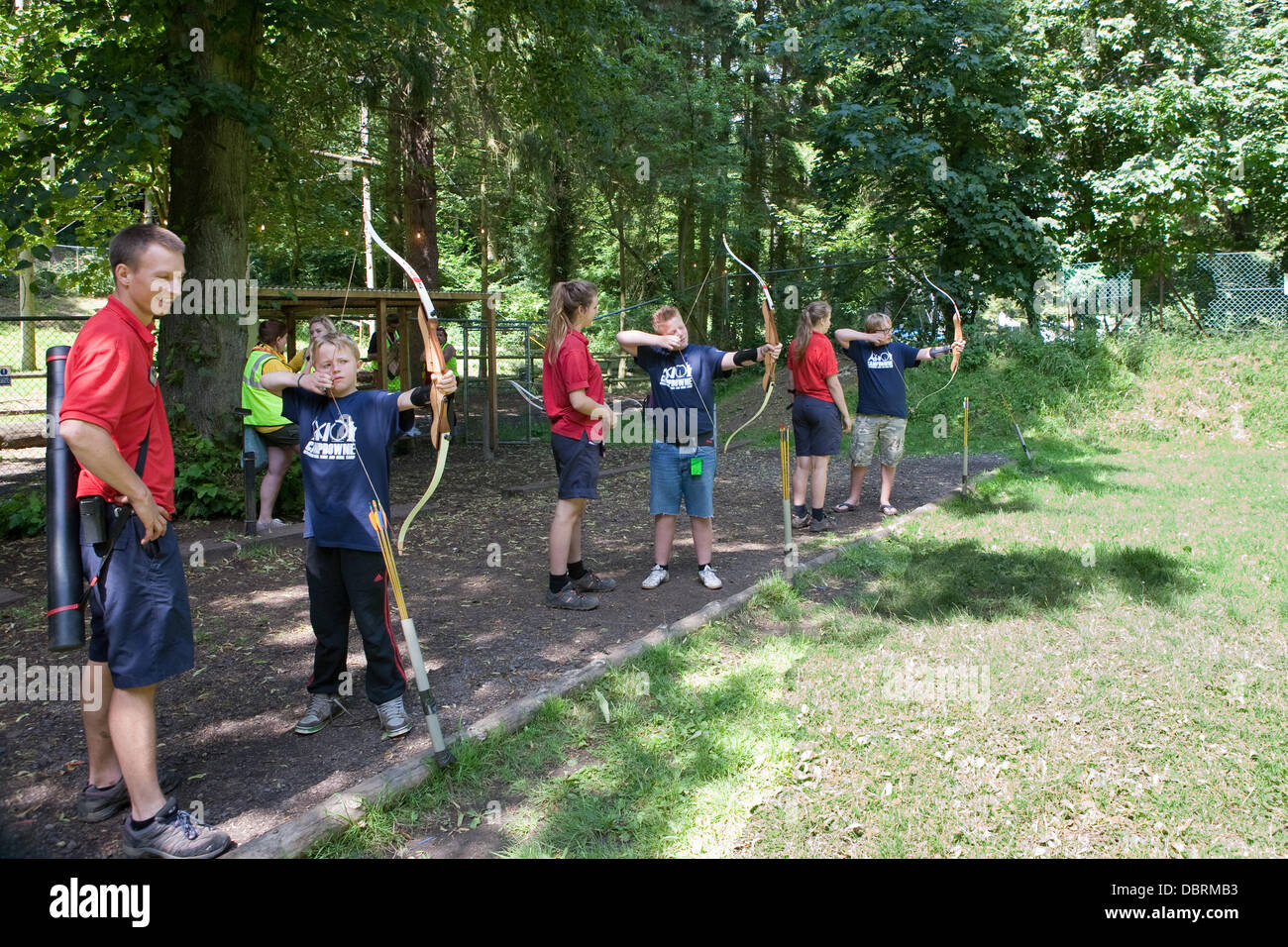 Downe, UK. 3rd August 2013. Scouts shoot & try archery at Campdowne ...