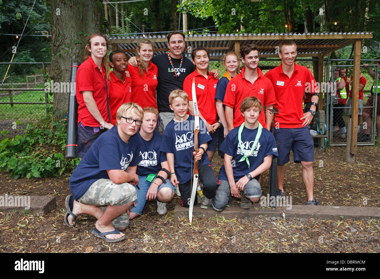 Downe, UK. 3rd August 2013. David Walliams poses with scouts at ...