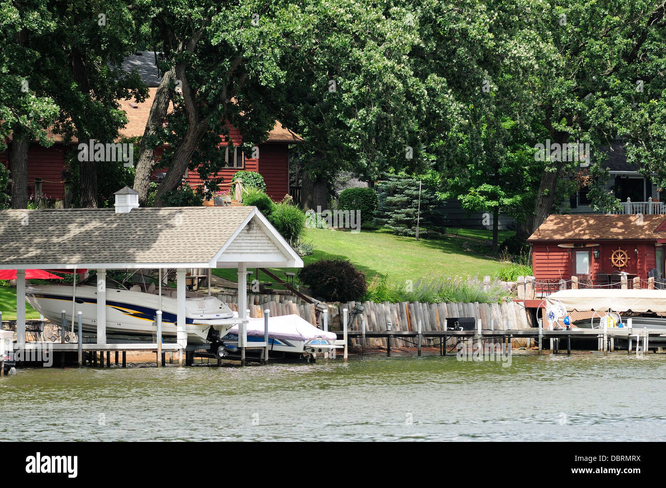 Docks located along a river in Northern Illinois, USA Stock Photo - Alamy