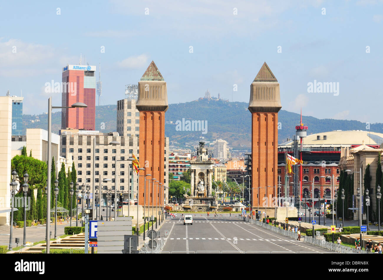 View of the famous Placa d'Espanya, one of Barcelona's most important ...