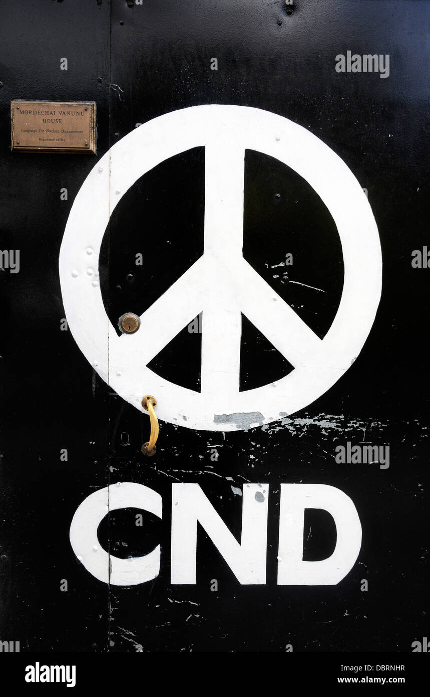 CND - Campaign for Nuclear Disarmament logo on the front door of their ...