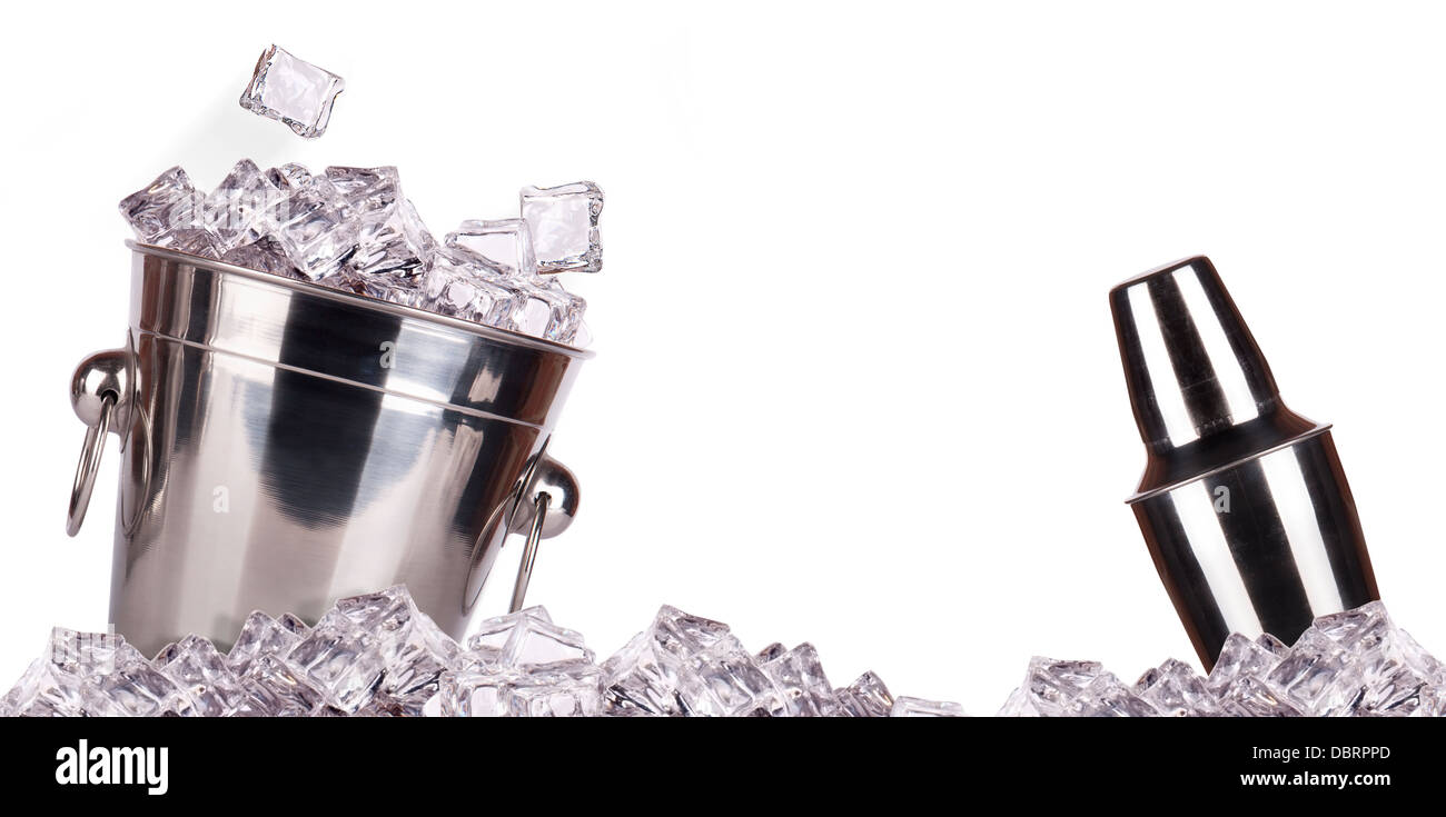 full of ice bucket isolated on a white background Stock Photo - Alamy