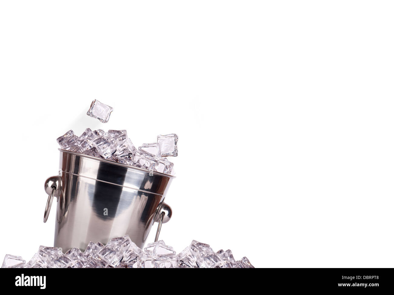 full of ice bucket isolated on a white background Stock Photo - Alamy