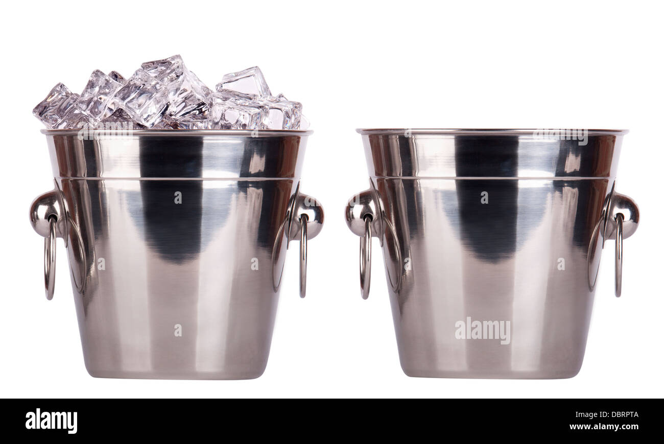 full and empty ice bucket isolated on a white background Stock Photo ...