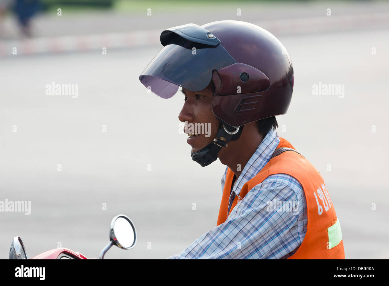 Motorbike Driver in Bangkok, Thailand Stock Photo - Alamy