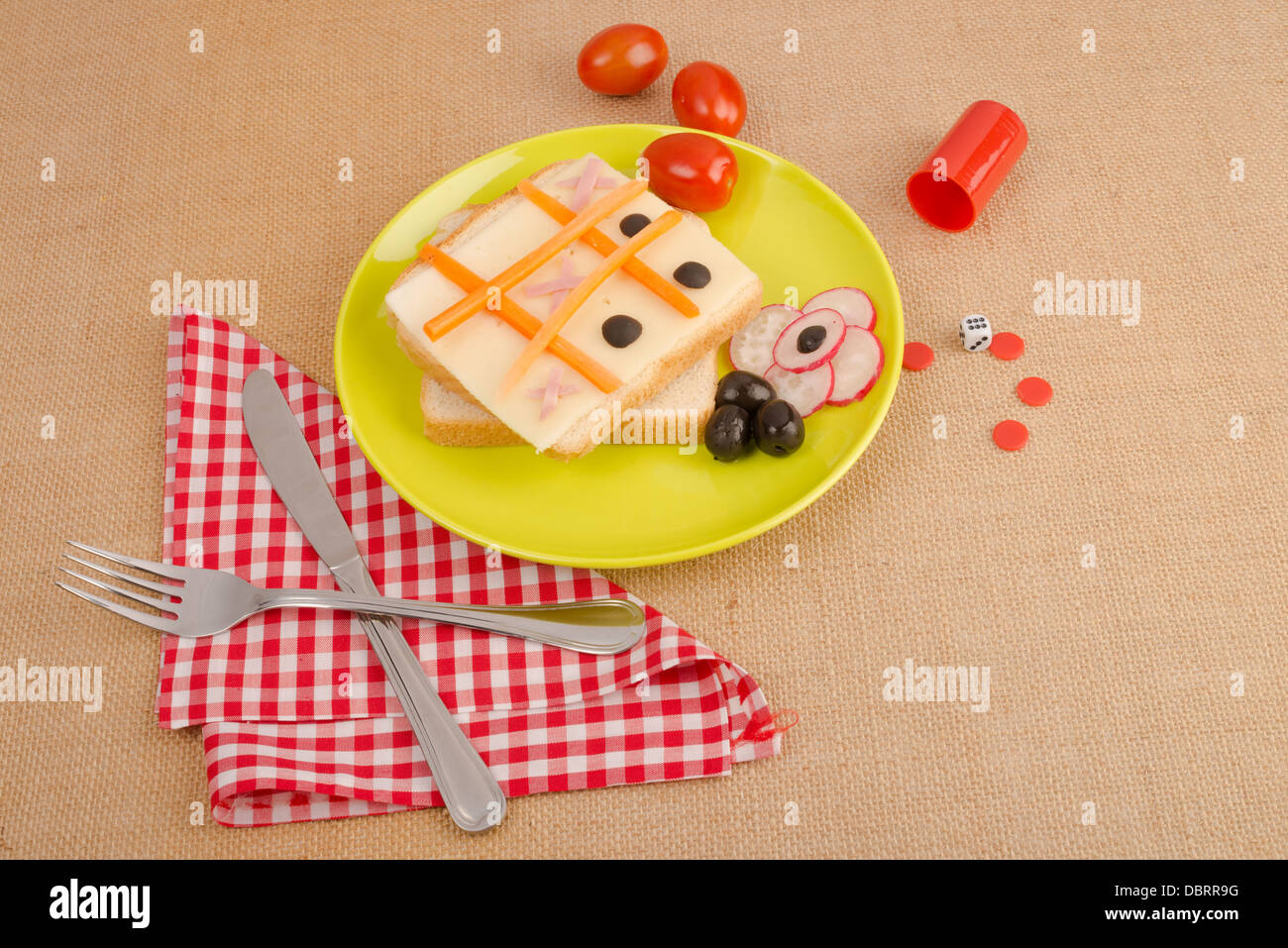 Ham and cheese sandwich attractively decorated for children Stock Photo ...