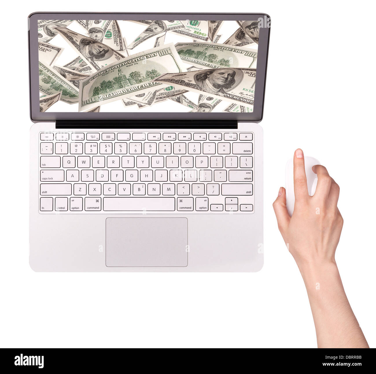 Laptop making money concept isolated on a white background Stock Photo ...
