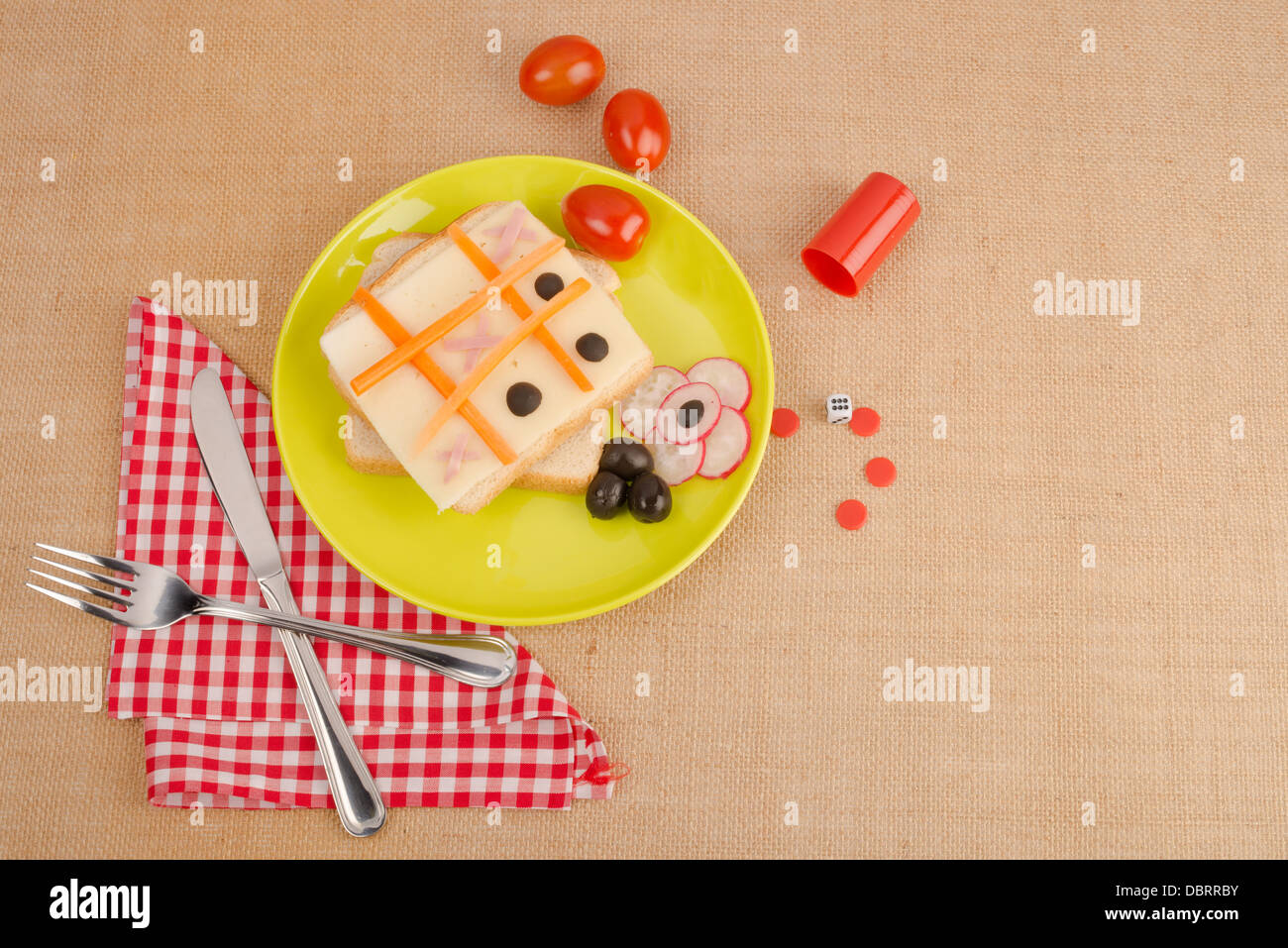 Ham and cheese sandwich attractively decorated for children Stock Photo ...