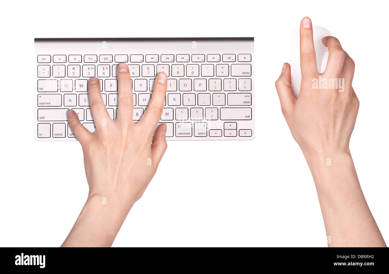 hand and Computer keyboard, mouse isolated Stock Photo - Alamy