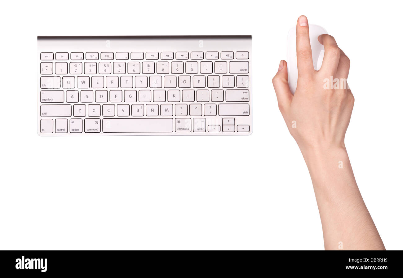 hand and Computer keyboard, mouse isolated Stock Photo - Alamy