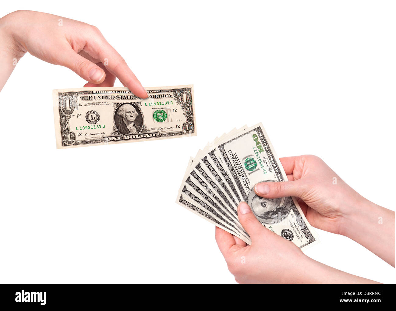 poor and rich concept with money isolated on a white background Stock ...