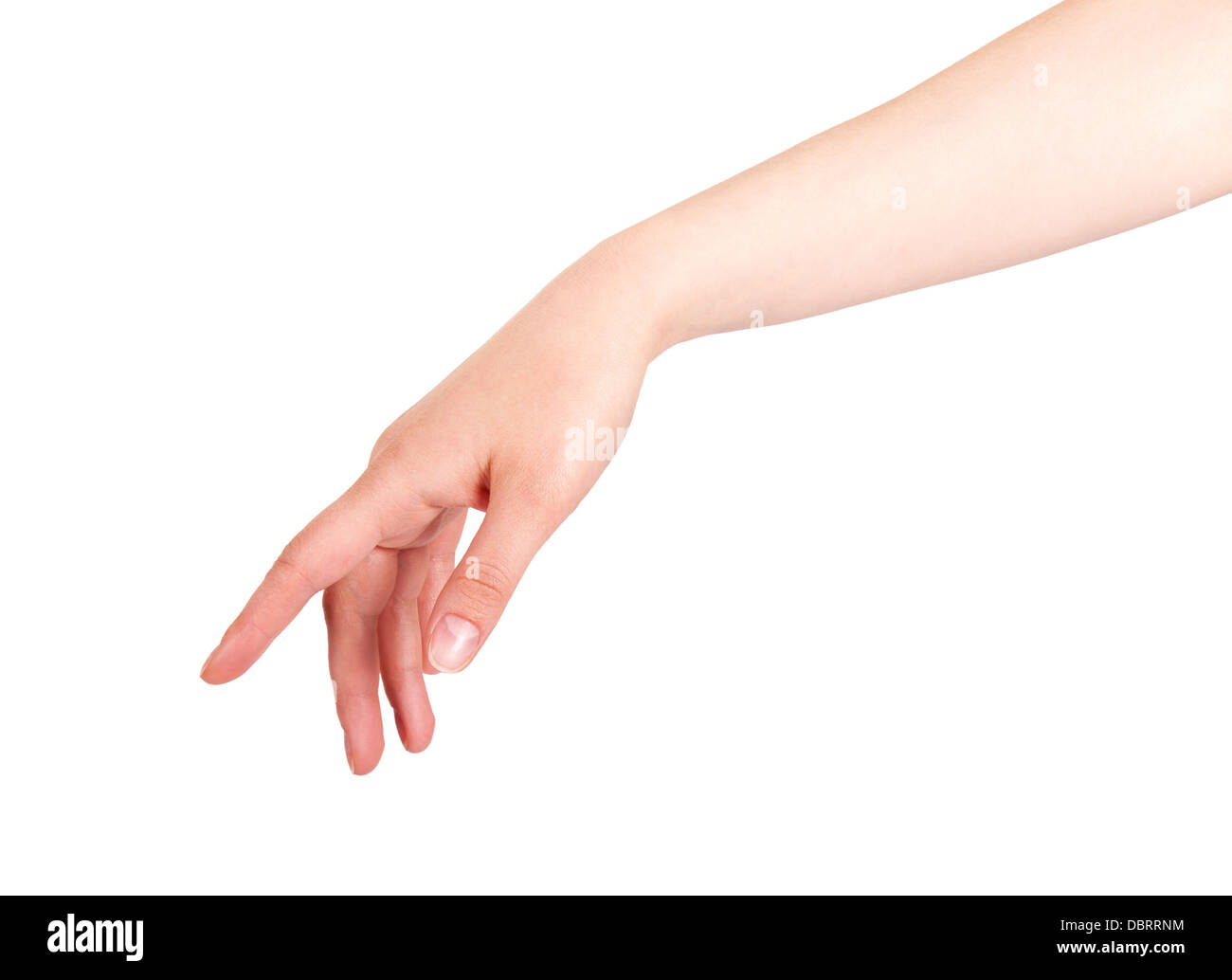 image of a woman's finger pointing or touching isolated on a white ...