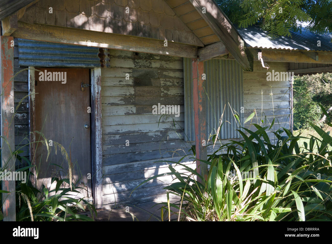 Ramshackle ruined wrecked old wooden shack house cottage Newcastle New ...