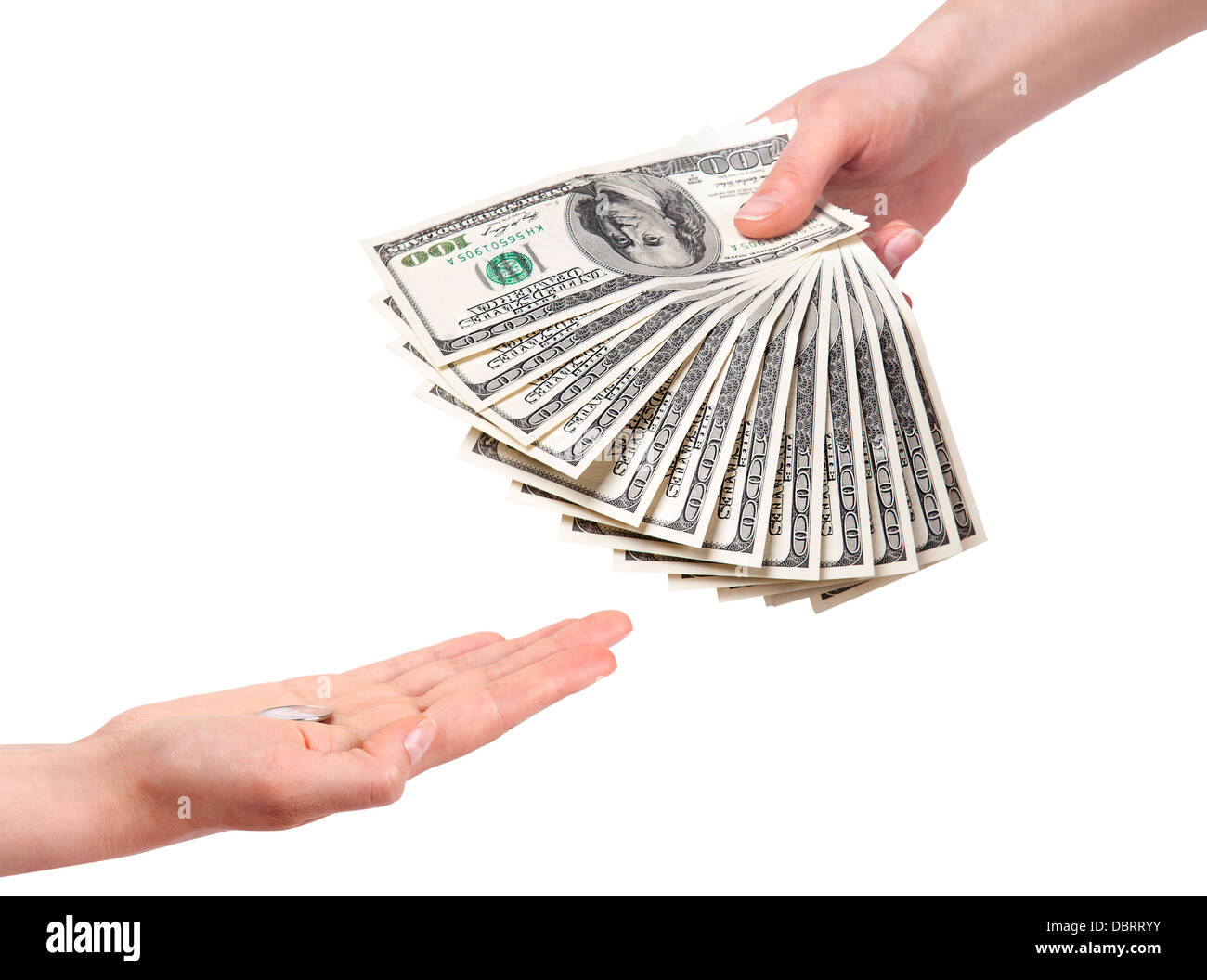 poor and rich concept with money isolated on a white background Stock ...
