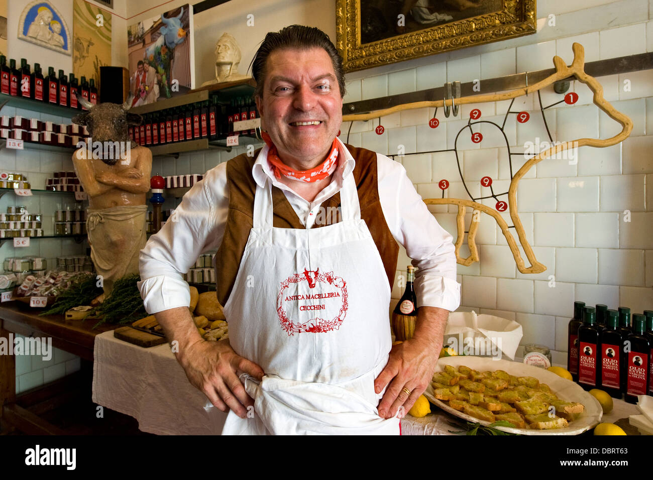 Italy, Tuscany, Panzano in Chianti, Dario Cecchini butcher, Mr. Dario ...