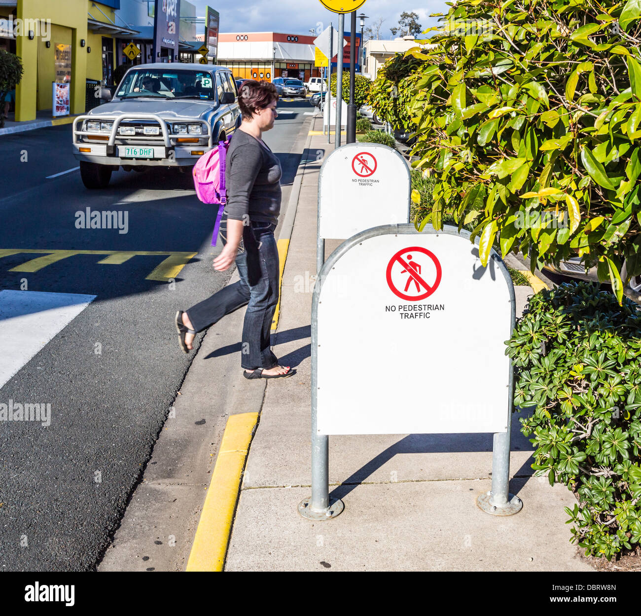 lady crossing street at modern shopping centre at Maroochydore on ...