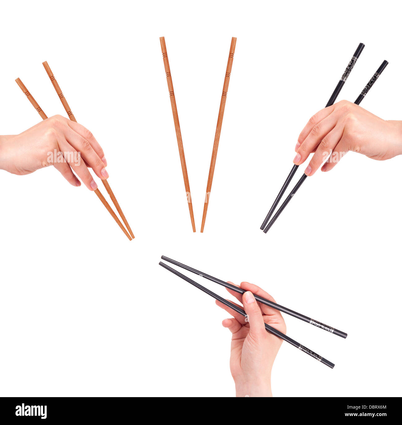 Holding Chopsticks collection, isolated on white background Stock Photo ...