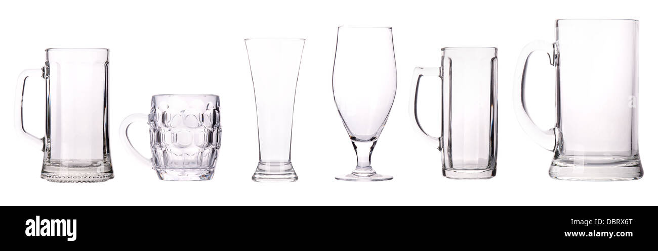 Transparent glass set isolated over white background Stock Photo - Alamy