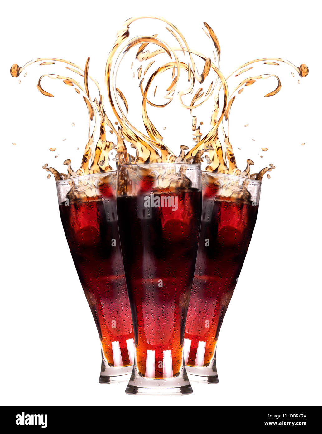 Fresh coke background with splash isolated on a white Stock Photo - Alamy