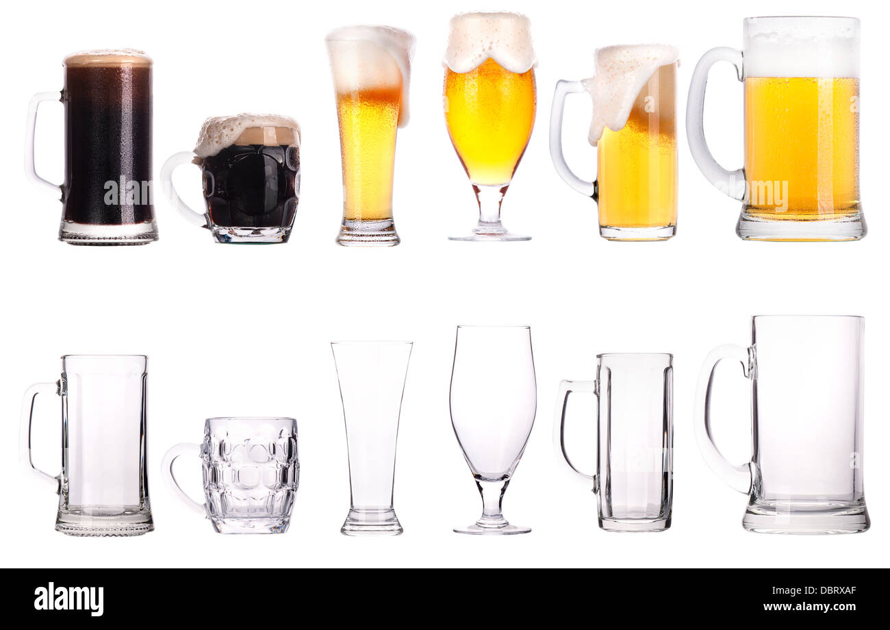 beer collection isolated on a white background Stock Photo - Alamy