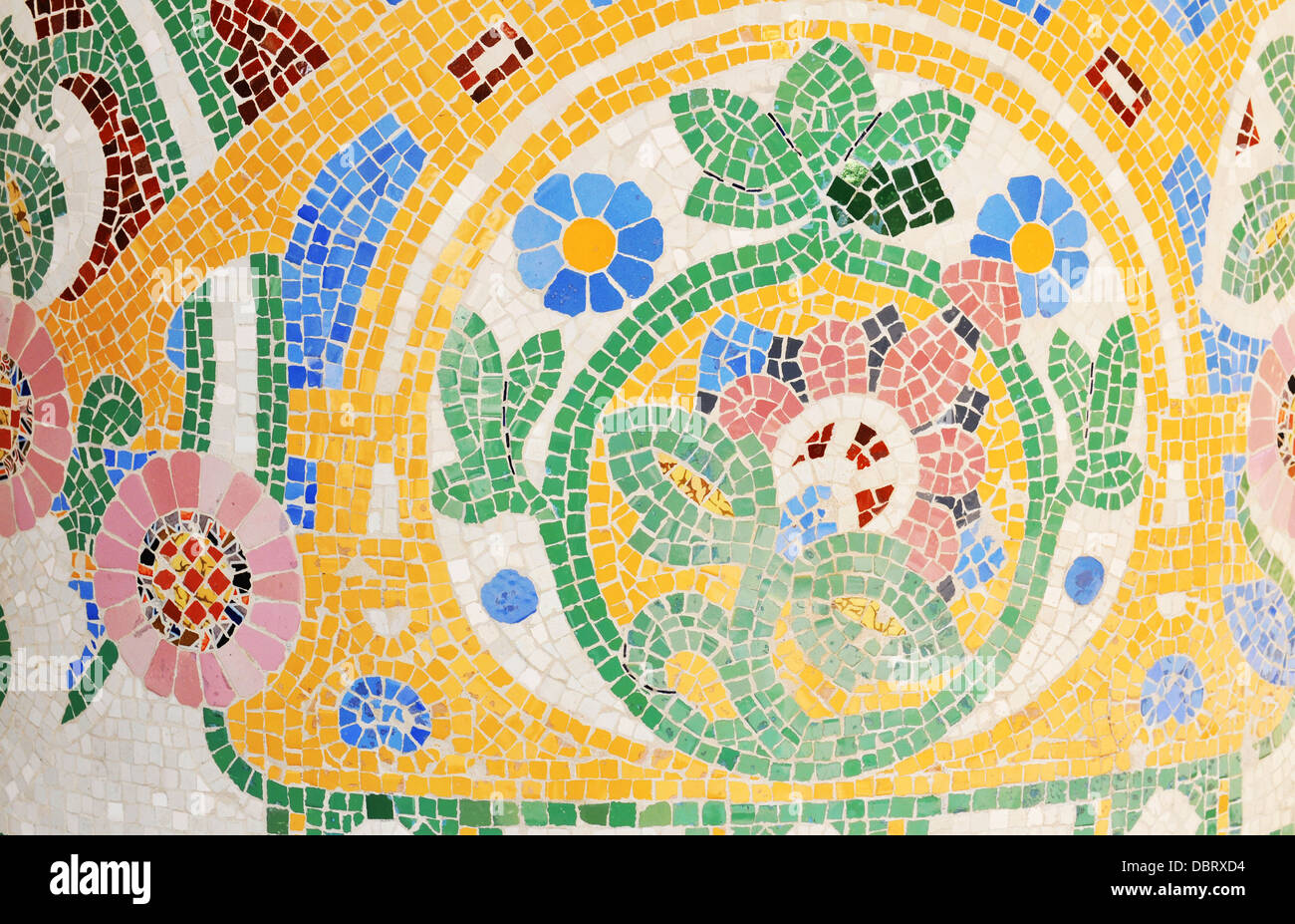Colorful mosaic in Barcelona, Spain Stock Photo - Alamy