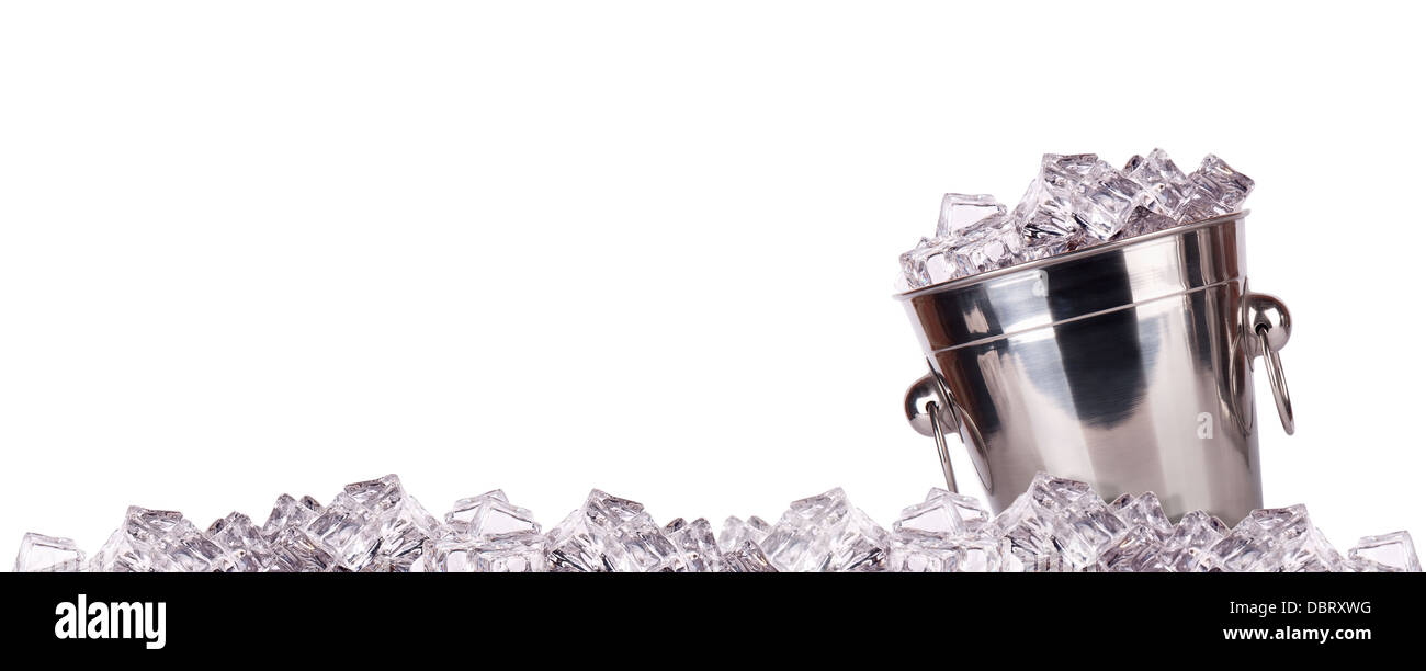 full of ice bucket isolated on a white background Stock Photo - Alamy