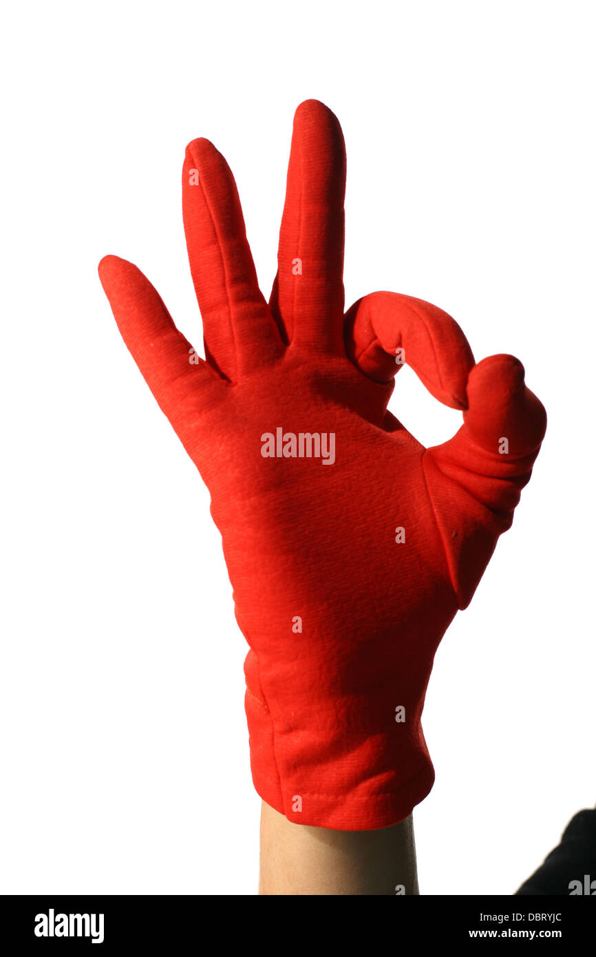 red hand show okay sign Stock Photo - Alamy