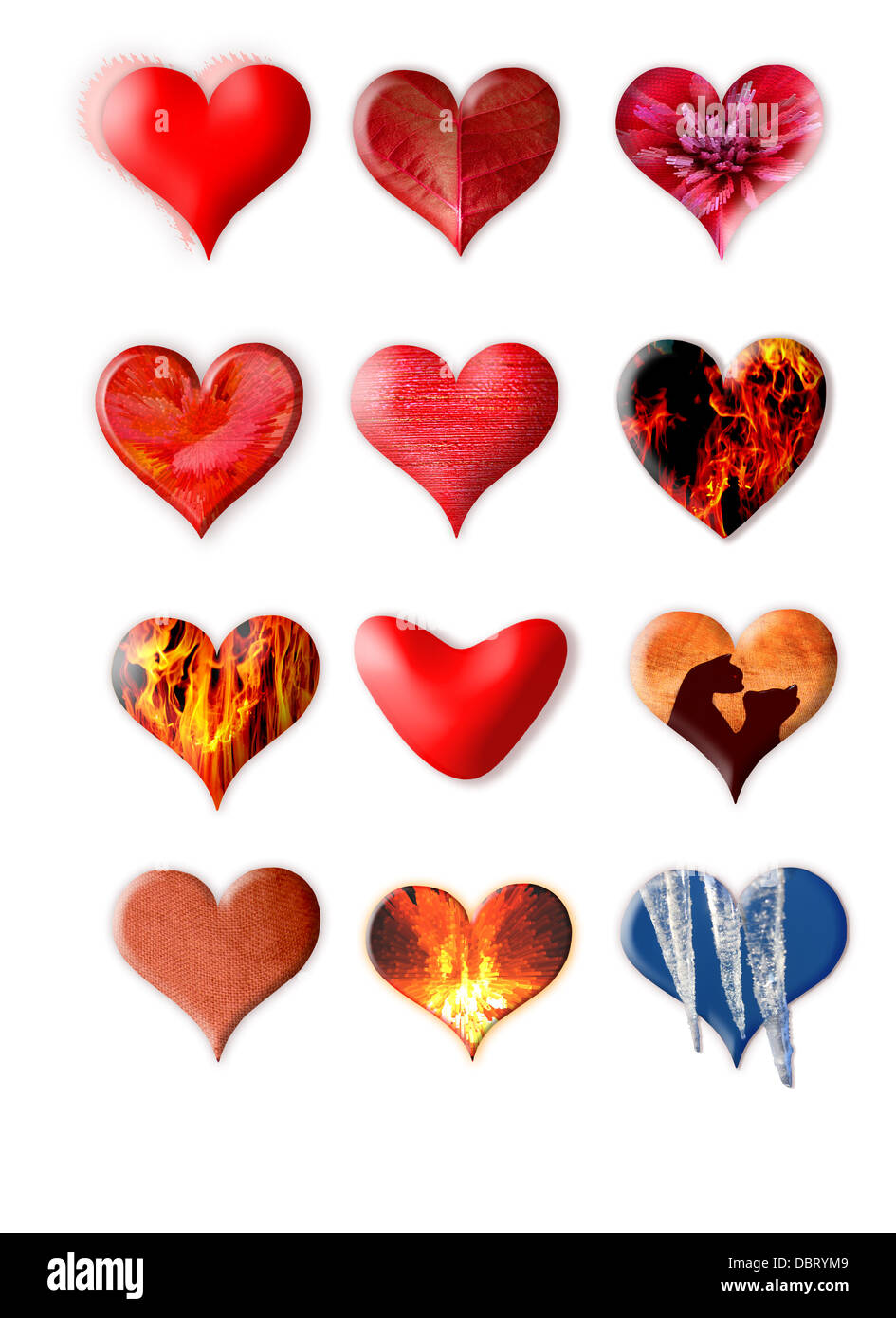 Set of different hearts isolated on white background Stock Photo - Alamy